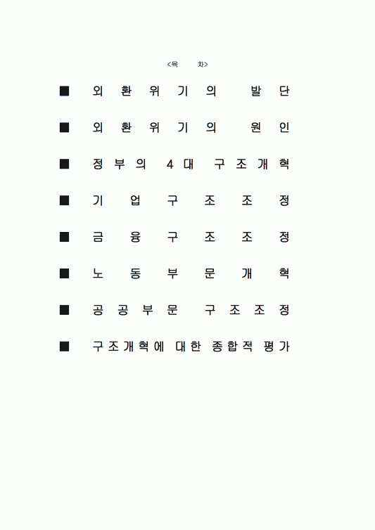 우리나라 외환위기의 원인 및 대응방안