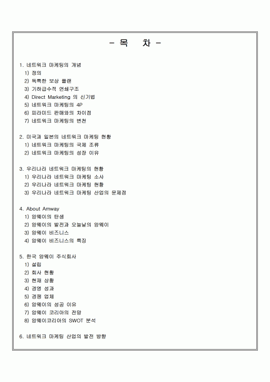 네트워크 마케팅과 암웨이에 대한 분석