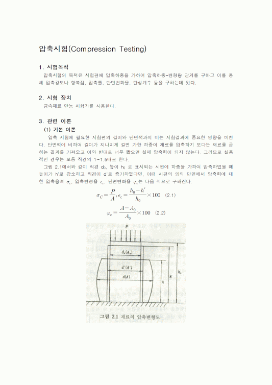 압축시험(Compression Testing)