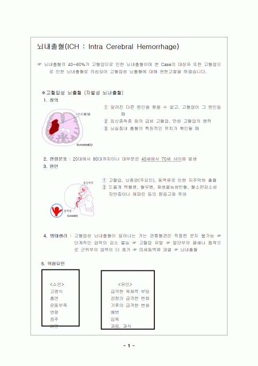 뇌내출혈(ICH : Intra Cerebral Hemorrhage)