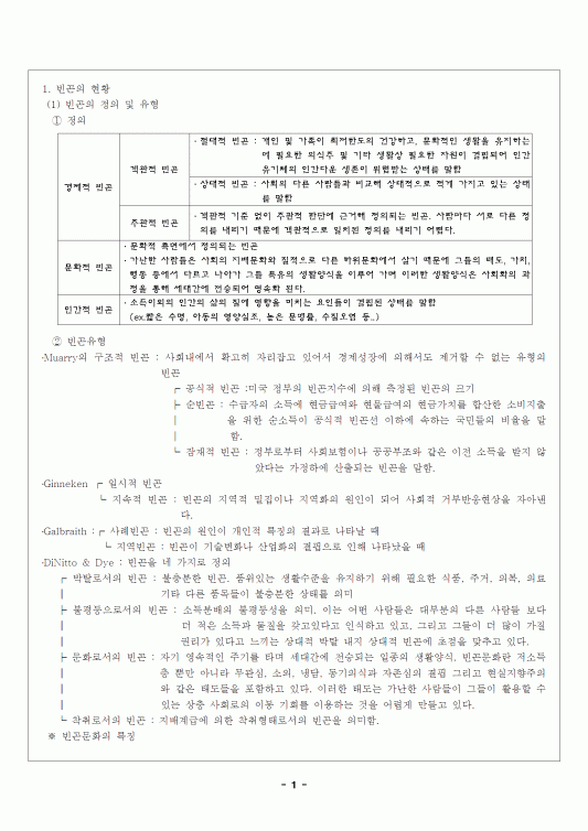 빈곤의 원인과 현황 및 문제점과 대책