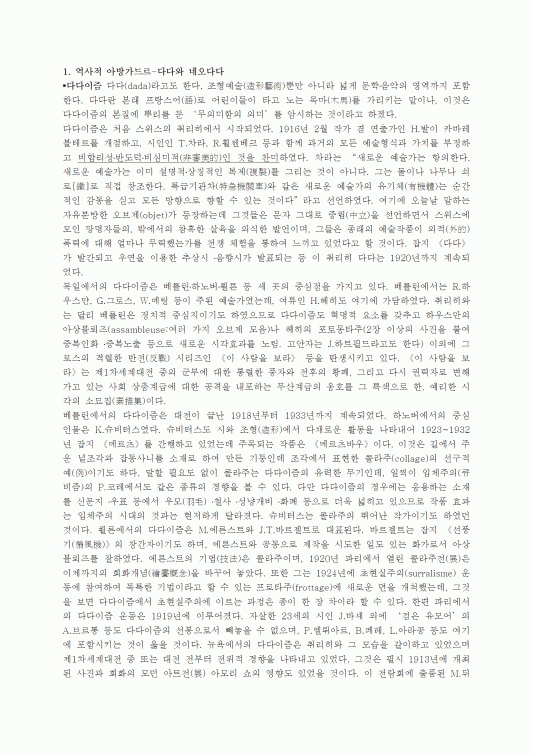 다다이즘 역사적 아방가드르 서양 미술사의 이단아