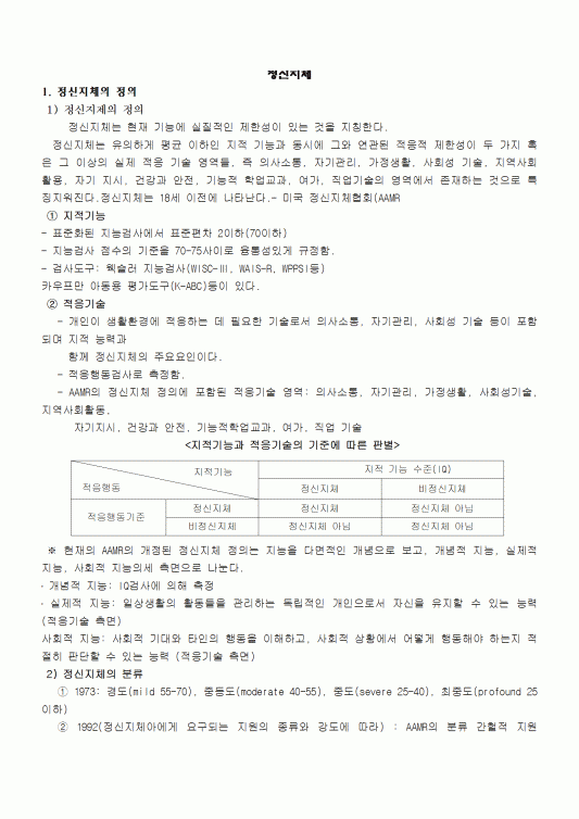 정신지체의 정의와 특성과 교육방법 그리고 특수교육접 접근