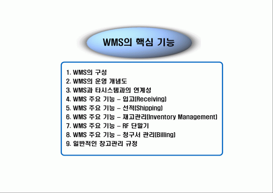 WMS (창고관리시스템)의 주요 기능