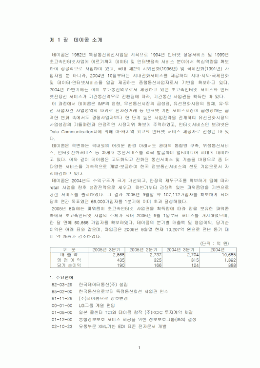 데이콤의 6시그마 사례연구