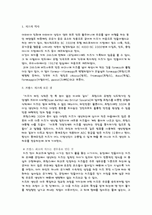 프랑스 치즈에 대하여