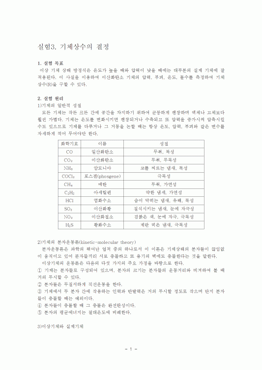 기체상수의 결정 예비보고서