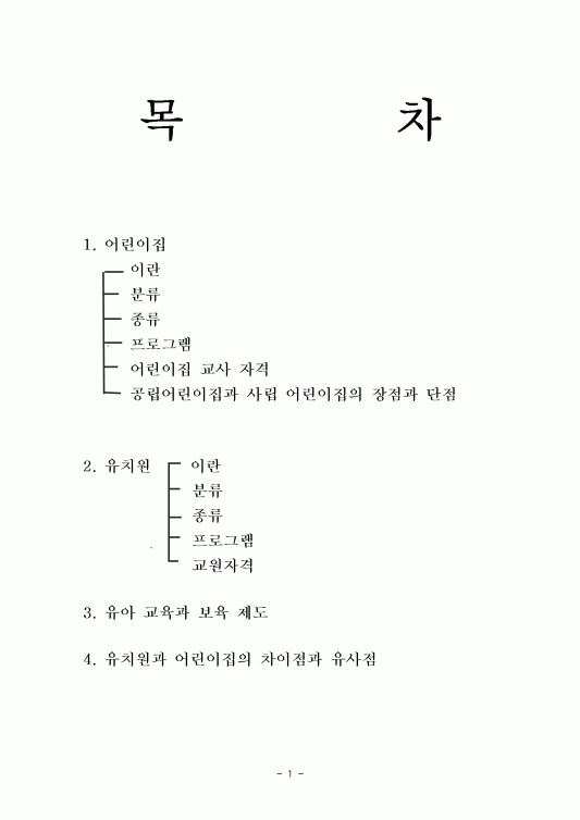 [사회복지] 유치원과 어린이집의 차이점