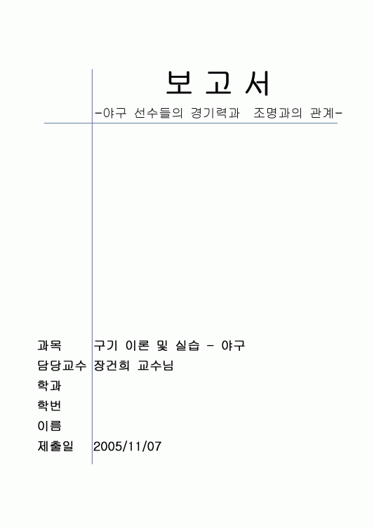 야구 선수들의 경기력과 조명과의 관계