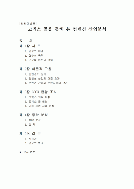 [관광개발론] 코엑스몰을 통해 본 컨벤션산업 분석