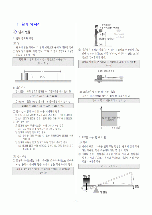 [과외]중학 과학 3-1학기 중간 02 일과 에너지(교사용)