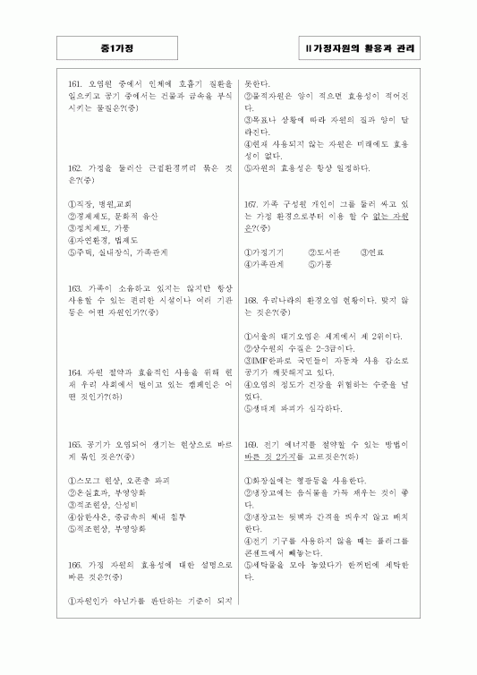 [과외]중학 가정 중1-2-2 가정자원관리 05