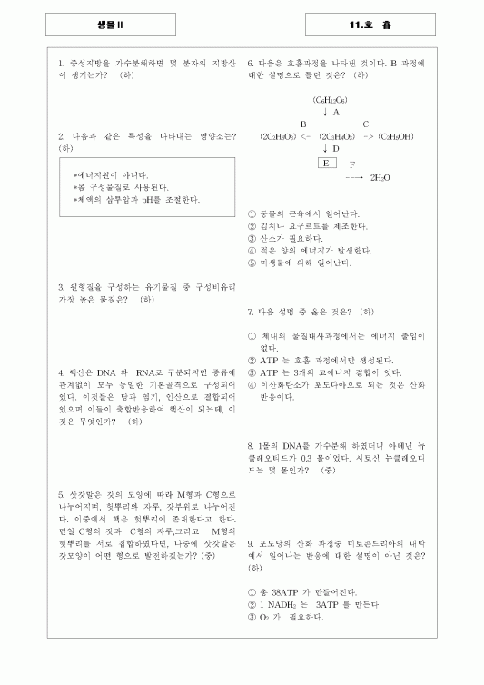 [과외]고등 생물2-4호흡.유기물의합성 외