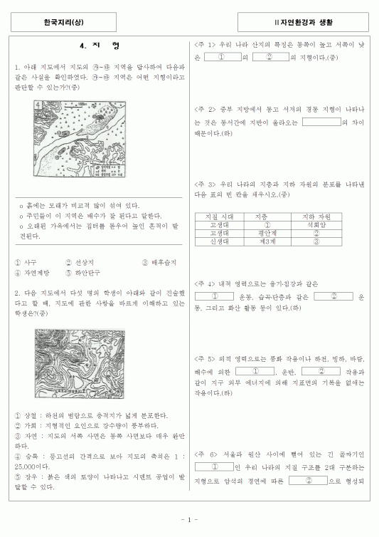 [과외]고등 한국지리 2-4지형 01