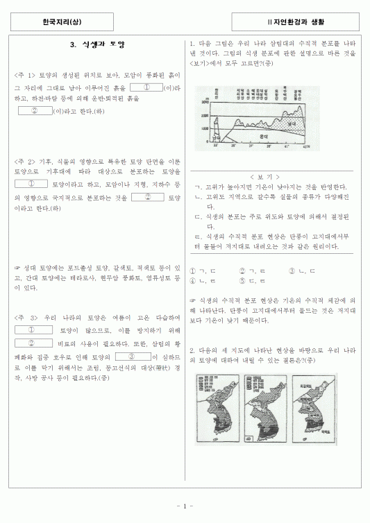 [과외]고등 한국지리 2-3식생과토양