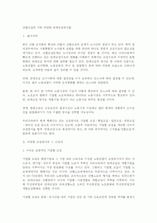 산별교섭과 기타 다양한 단체교섭방식들