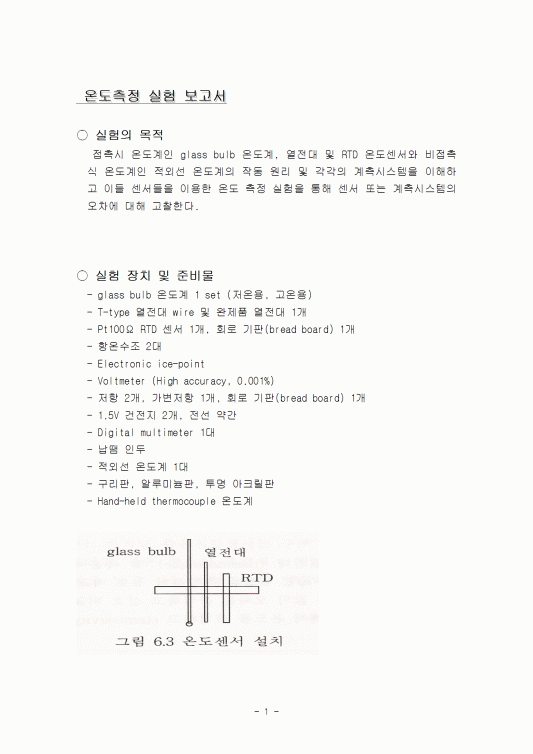 온도측정 실험 보고서