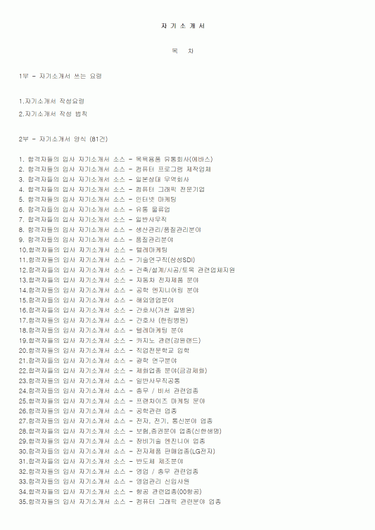 자기소개서 쓰는 방법과 우수 예문 80선