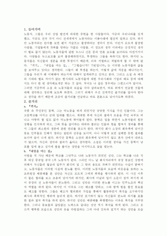 그렇습니까? 기린입니다,  객지,  내일을 여는 집의 노동자 모습 비교