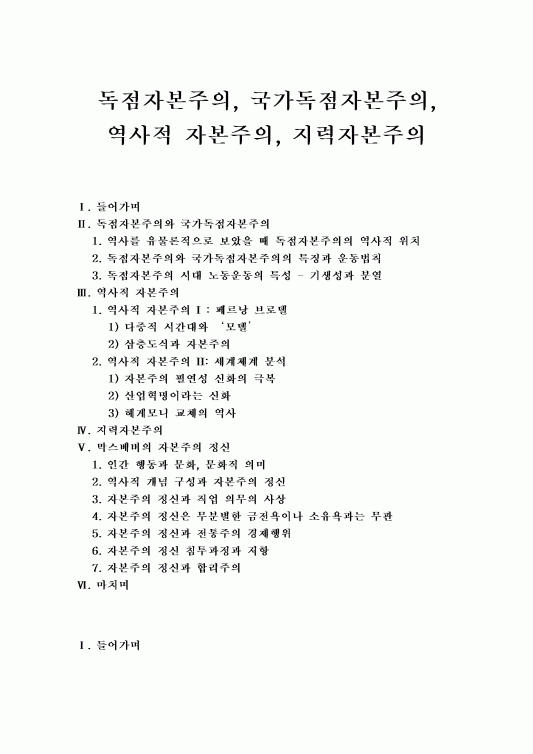 [독점자본주의][국가독점자본주의][역사적 자본주의][지력자본주의]독점자본주의, 국가독점자본주의, 역사적 자본주의, 지력자본주의(독점자본주의, 역사적 자본주의, 지력자본주의, 자본주의 정신)