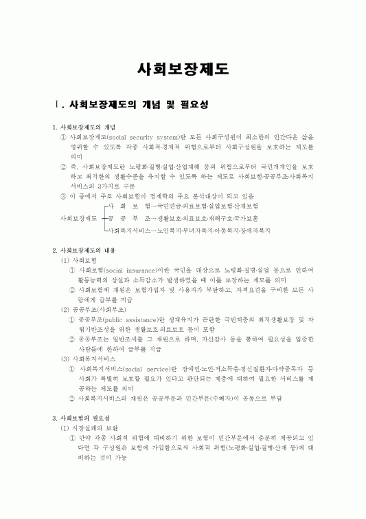 사회보장제도 국민연금 의료보험 고용보험 사회보험 공공부조 사회복지서비스 사회복지