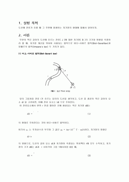 전류와 자기장 예비 보고서