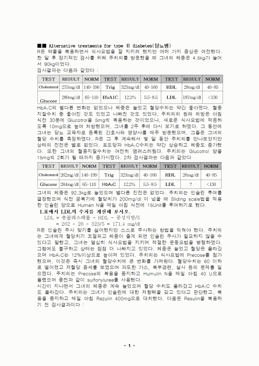 Alternative treatments for type Ⅱ diabetes(당뇨병)