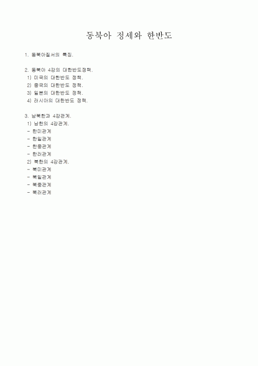 [동북아 정세와 한반도] 미국,일본,중국,러시아의 대한반도 정책 분석과 관계 분석 및 나아갈 방향 제언 (2007년 추천 우수 레포트 선정)