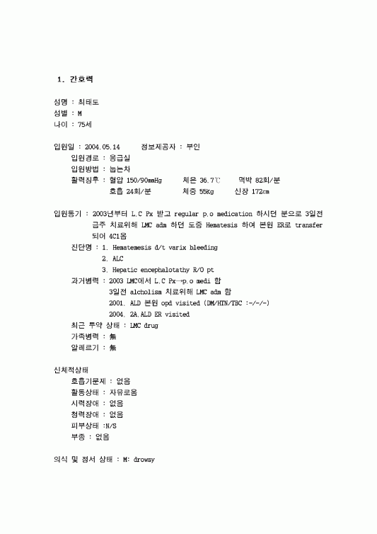 [논문] 간성혼수 case study