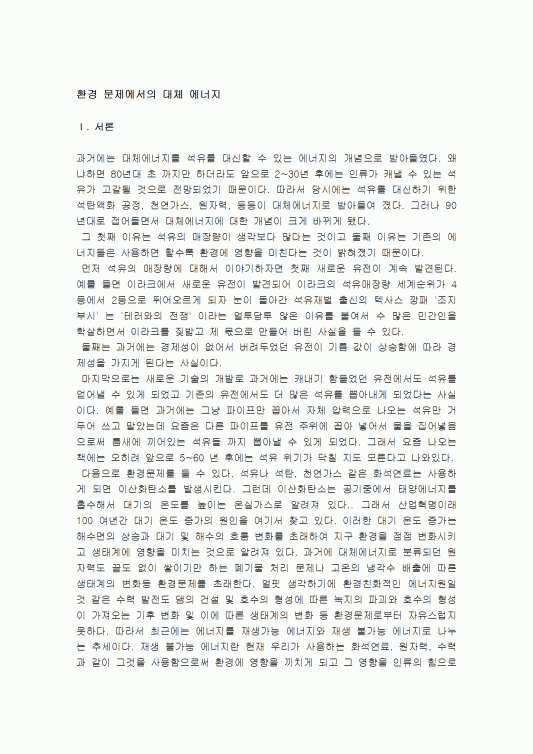 환경 문제에서의 대체 에너지