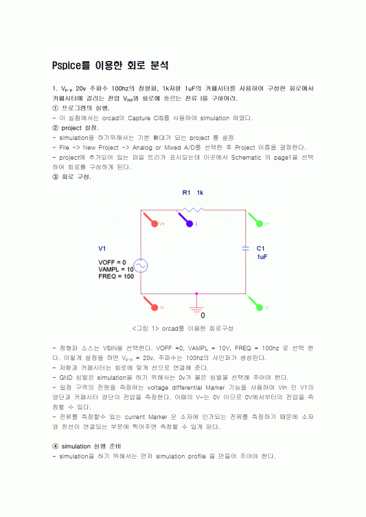 Pspice를 이용한 회로 해석 전자회로