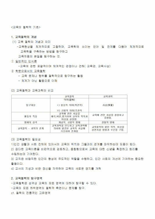 교육철학의 개념과 현대의 교육사조