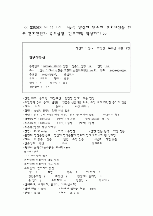 고던의 간호사정