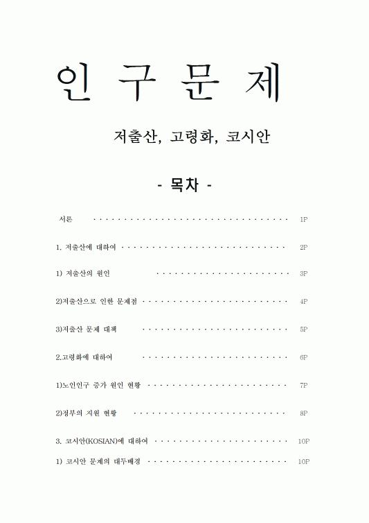 인구문제 사회문제 레포트