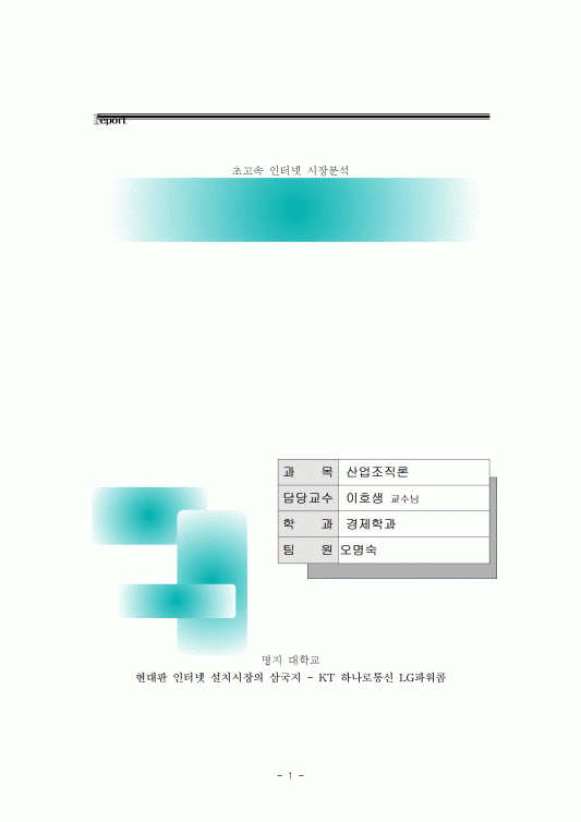 산업조직론(초고속 인터넷 시장분석)