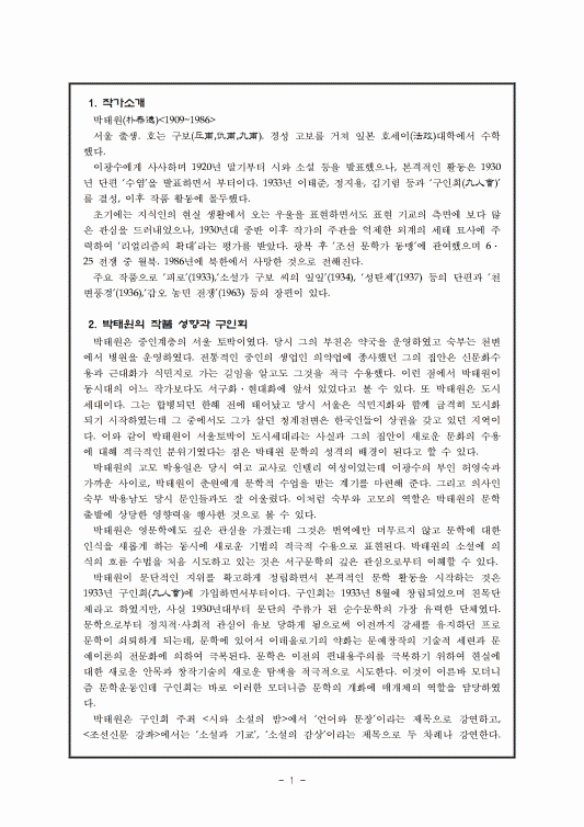 박태원의 소설가 구보씨의 일일