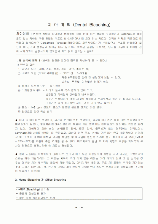 [논문] 치아미백(Dental Bleaching)