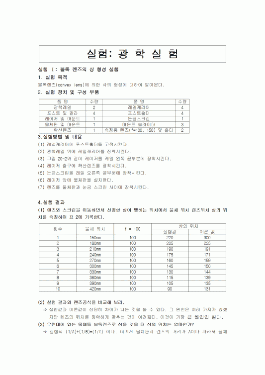 기계공학실험 광학실험