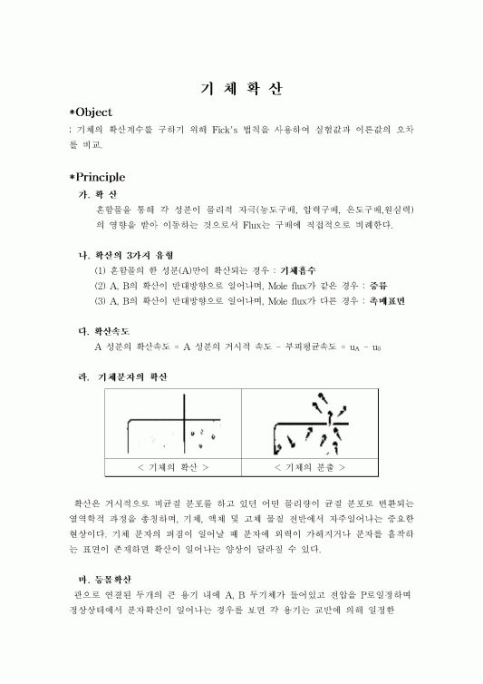 [화학공학]기체확산 실험 보고서