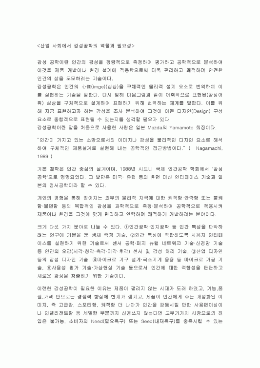 산업 사회에서 감성공학의 역할과 필요성