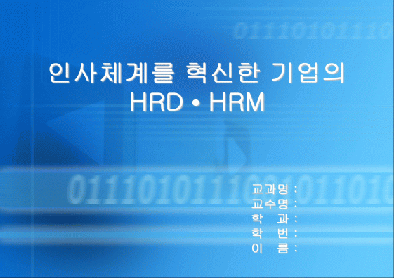 인사체계를 혁신한 기업의 HRD,HRM ppt