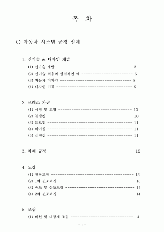 자동차 시스템 공정설계 (공정&동향&첨단기술)