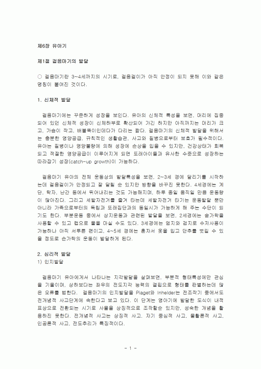 [인간행동과 사회환경] 유아기 발달과정(걸음마기와 학령전기)