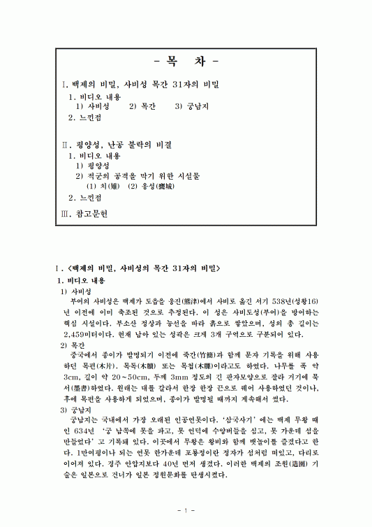 역사스페셜[목간, 평양성]편을 보고서