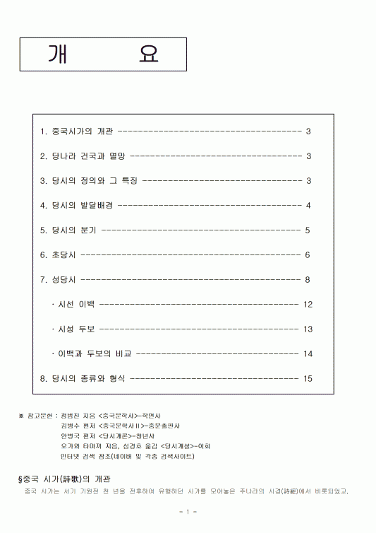 [중국당시]중국 당나라 문학(당시 : 초당-성당)