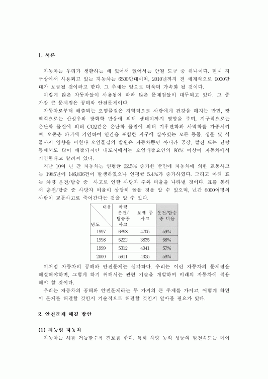 [자동차공학 A+] 미래 인공지능(AI) 및 전기 자동차 기술에 대한 분석