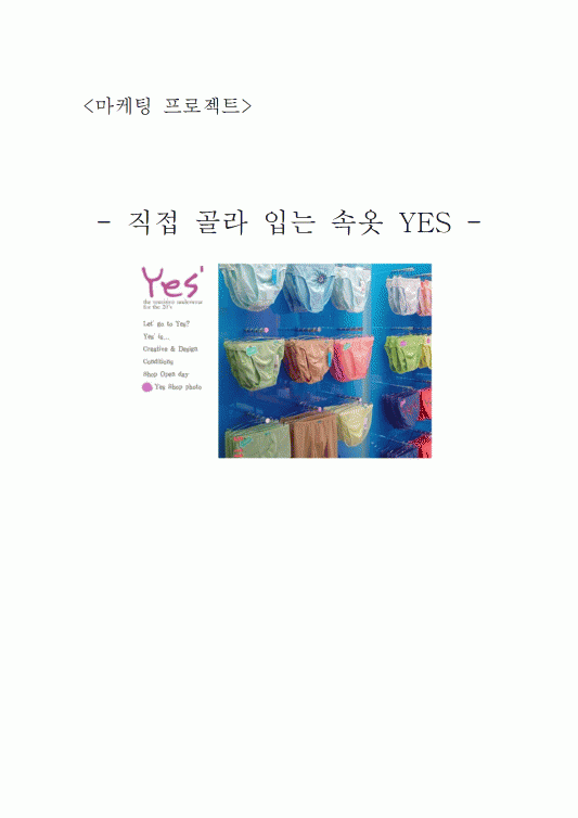 [브랜드마케팅]패션속옷브랜드 YES 마케팅전략 제안