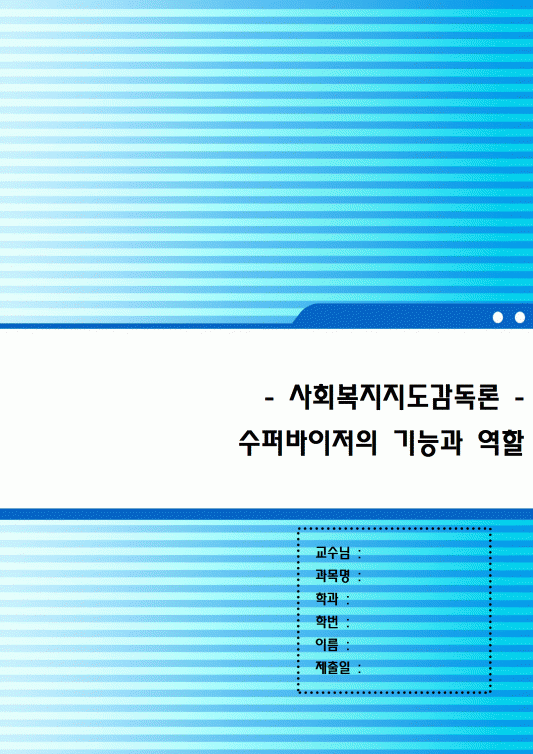 레포트_사회복지(수퍼바이저레포트)