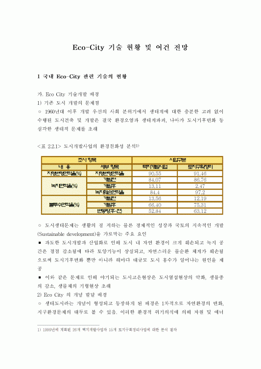 국내외 eco city 현황 및 전망