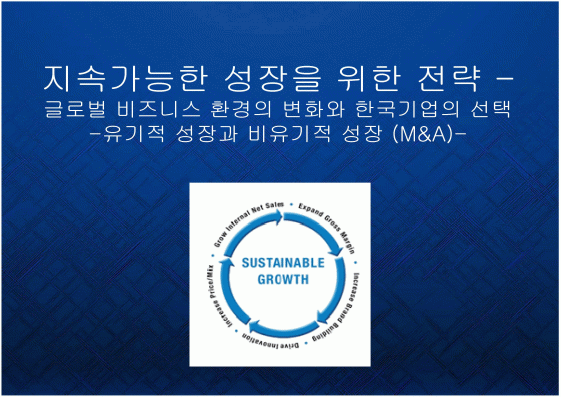 글로벌 비즈니스 환경의 변화와 한국기업의 신사업 내부진출 전략 - 유기적 성장과 비유기적 성장의 방법론과 대안 PPT